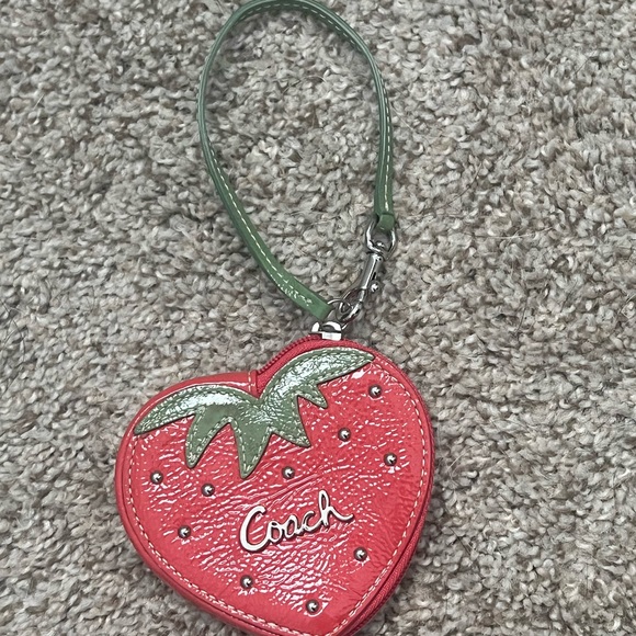 Coach | Bags | Coach Strawberry Heart Wristlet | Poshmark